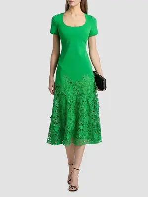 Badgley Mischka Crepe Guipure Lace Cocktail Dress