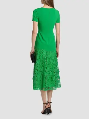 Badgley Mischka Crepe Guipure Lace Cocktail Dress