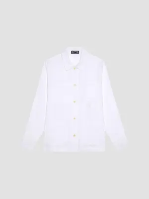 Vilebrequin Linen Turtle Embroidery Shirt - Blanc
