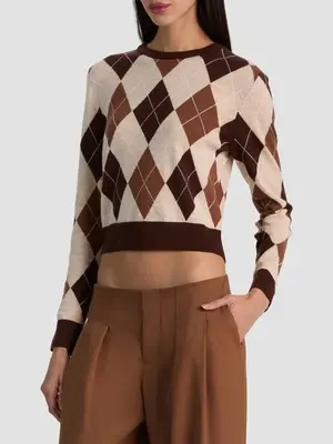 Alice + Olivia Carolann Argyle Wool Pullover Sweater