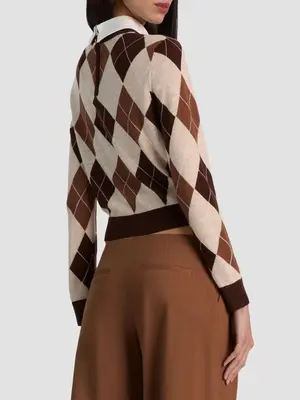 Alice + Olivia Carolann Argyle Wool Pullover Sweater