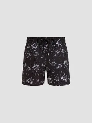 Vilebrequin Micro-perforated Bubble Turtle Print Swim Shorts - Black
