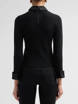 Alice + Olivia Porla Embellished Collared Sweater
