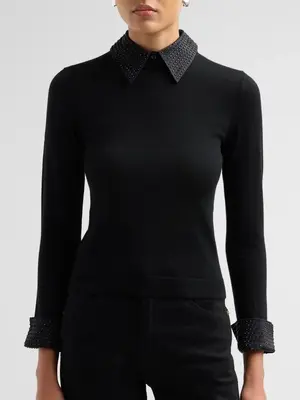 Alice + Olivia Porla Embellished Collared Sweater