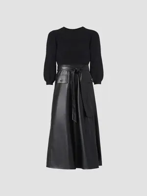Shoshanna Aspen Mix Media Midi Dress