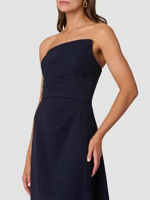 Shoshanna Dory Asymmetric Strapless Gown - Navy