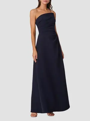 Shoshanna Dory Asymmetric Strapless Gown - Navy