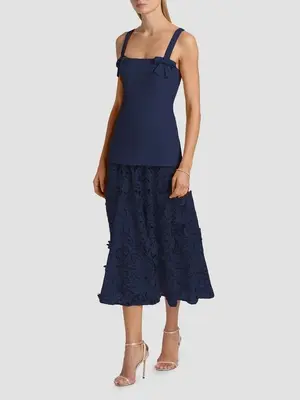 Badgley Mischka Mixed-media Lace Midi-dress