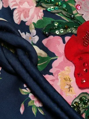 Badgley Mischka Floral Embellished Strapless Cocktail Dress