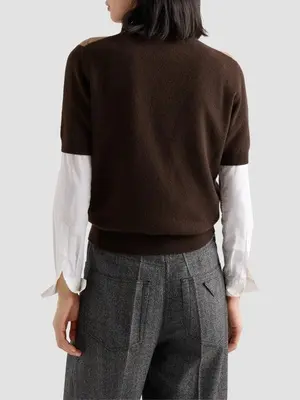 Prada Short-sleeved Argyle Cashmere Sweater