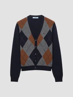 PRADA Argyle Cashmere Cardigan