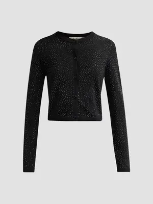 Alice + Olivia Carson Embellished Wool Cardigan - Black