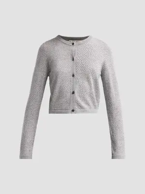 Alice + Olivia Carson Embellished Wool Cardigan - Medium Heather Grey