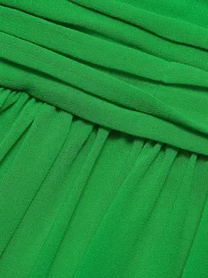 Badgley Mischka Gathered Strapless Scarf-neck Gown