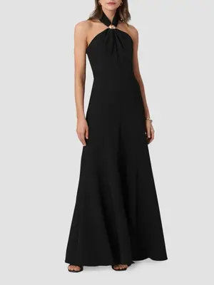 Shoshanna Scottie Crêpe Hardware Halter Maxi Dress