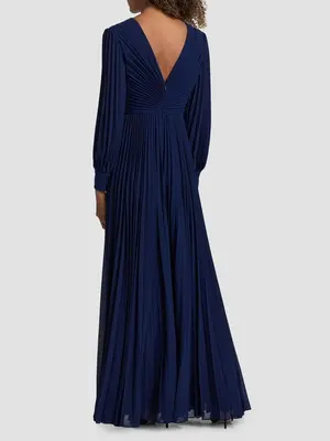 Badgley Mischka Sunburst Pleated A-line Gown