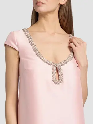 Badgley Mischka Mikado Embellished Neck Cocktail Dress