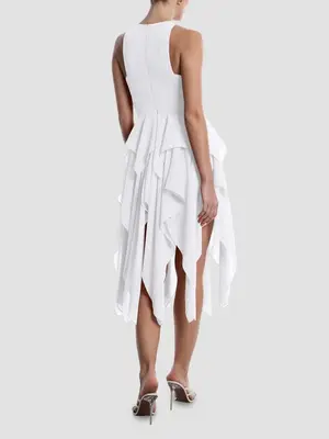 Bcbgmaxazria Metallic Ruffle Midi-dress - Chalk