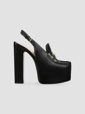 Gucci Horsebit Loafer 145mm Platform Slingback Pumps - Black