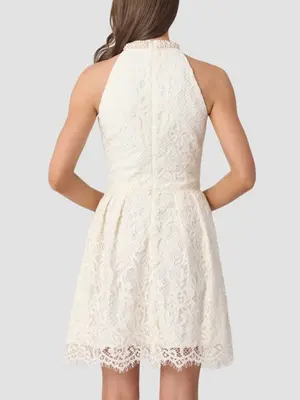Shoshanna Cooper Lace Embellished-neck Mini Dress