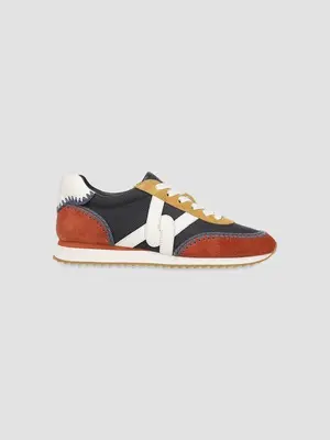Veronica Beard Penrose 25mm Whipstitch Colorblocked Sneakers - Navy Rust