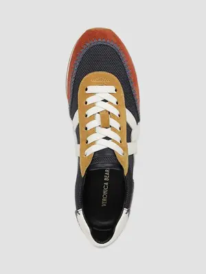 Veronica Beard Penrose 25mm Whipstitch Colorblocked Sneakers - Navy Rust