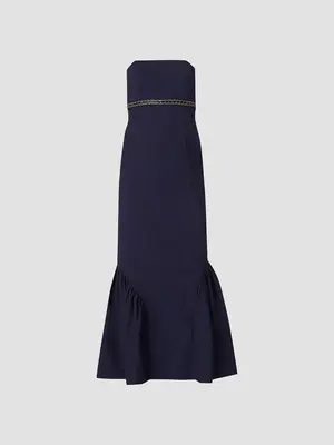 Shoshanna Ashton Cotton Faille Mermaid Midi Dress - Navy