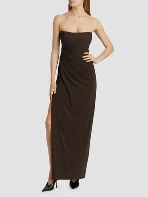 Halston Patrice Matte Jersey Draped Dress
