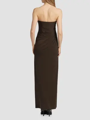 Halston Patrice Matte Jersey Draped Dress
