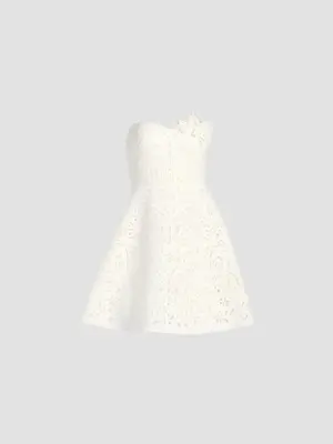 Badgley Mischka Butterfly Cut-out Embellished Strapless Scuba Cocktail Dress - Light Ivory