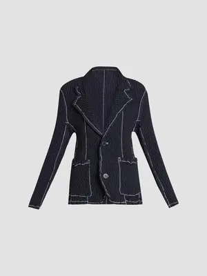Issey Miyake Wavelet Ensemble Textured Notch Lapel Jacket
