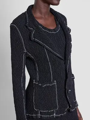 Issey Miyake Wavelet Ensemble Textured Notch Lapel Jacket