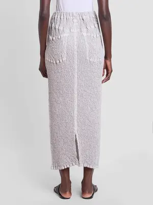 Issey Miyake Wavelet Ensemble Textured Pencil Midi Skirt - Light Gray