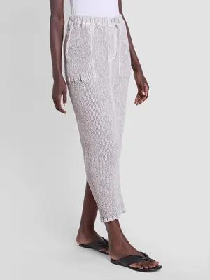 Issey Miyake Wavelet Ensemble Textured Pencil Midi Skirt - Light Gray