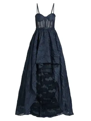 Bcbgmaxazria Organza High-low Gown - Navy