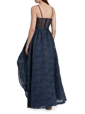 Bcbgmaxazria Organza High-low Gown - Navy