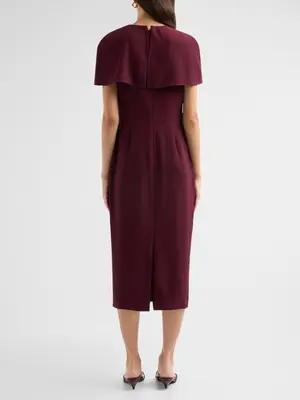 Badgley Mischka Knotted Cape-sleeve Cocktail Dress