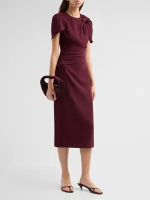 Badgley Mischka Knotted Cape-sleeve Cocktail Dress