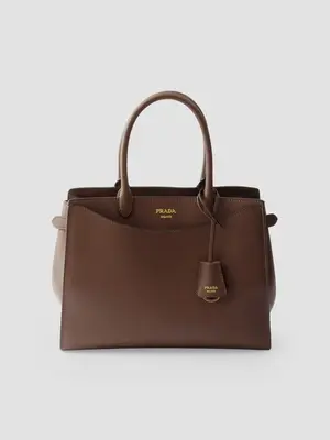Prada Prelude Large Leather Top Handle Bag - Brown