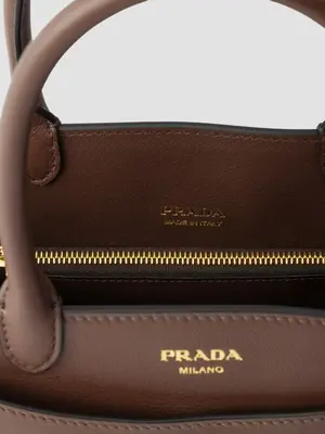 Prada Prelude Large Leather Top Handle Bag - Brown