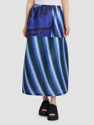 Issey Miyake City Collage Plissé Midi-skirt
