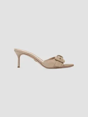 Veronica Beard Tia 65mm Buckled Suede Slip-on Sandals - Sand
