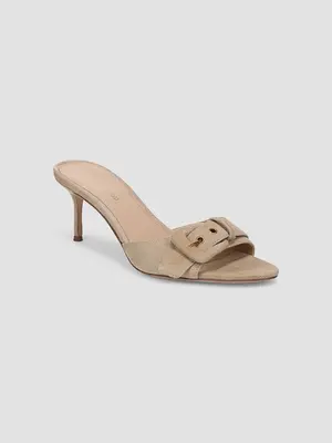 Veronica Beard Tia 65mm Buckled Suede Slip-on Sandals - Sand