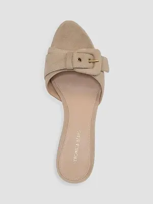 Veronica Beard Tia 65mm Buckled Suede Slip-on Sandals - Sand