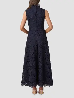 Shoshanna Tory Lace Mock Turtleneck Midi Dress