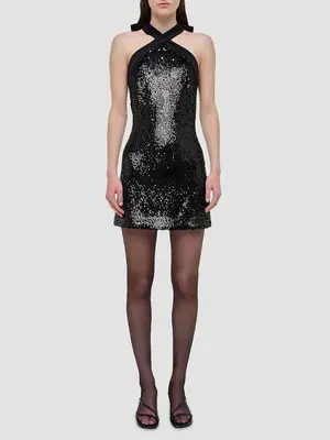 Simkhai Isla Sequined Halter Minidress
