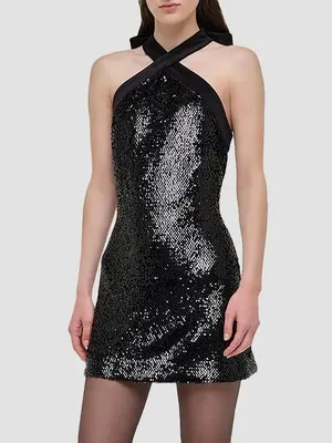 Simkhai Isla Sequined Halter Minidress
