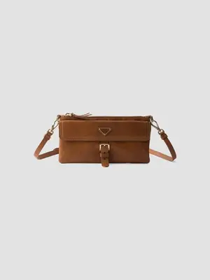 Prada Nappa Leather Wallet With Shoulder Strap Brown