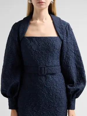 Badgley Mischka Jacquard Cocktail Midi Dress