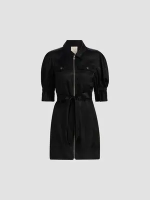 Cinq À Sept Holly Satin Puff-sleeve Minidress - Black